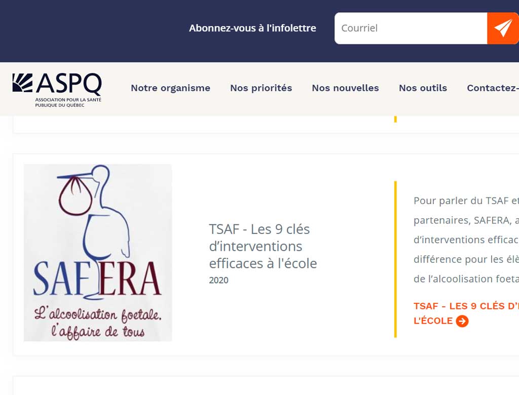 Alcoolisation Foetale Québec Canada alcoolisationfoetale.ca Safera ...